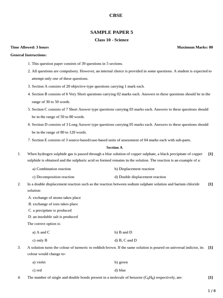 Sample Paper 5 | PDF | Ph | Neuron