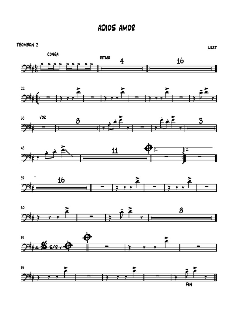 ADIOS AMOR - TROMBON 2 | PDF
