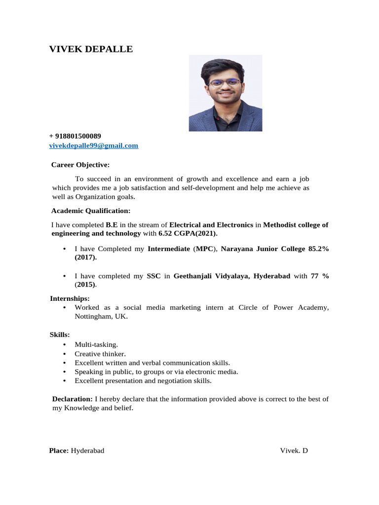 VIVEK DEPALLE Resume M | PDF