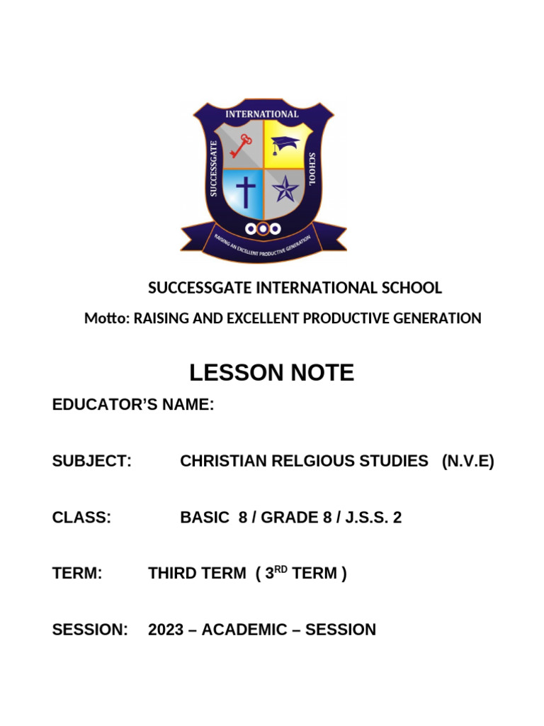 CRS JSS2 3RD Term L-Note | PDF | Jesus | Last Supper