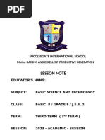 Lesson Note On Basic Science JSS 1 First Term | PDF | Gases | Puberty