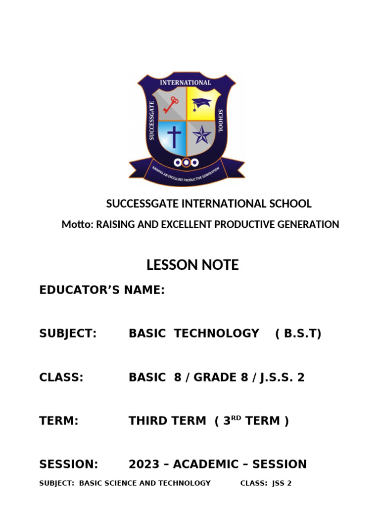 Basic Tech JSS2 3RD Term L-Note | PDF | Belt (Mechanical) | Area