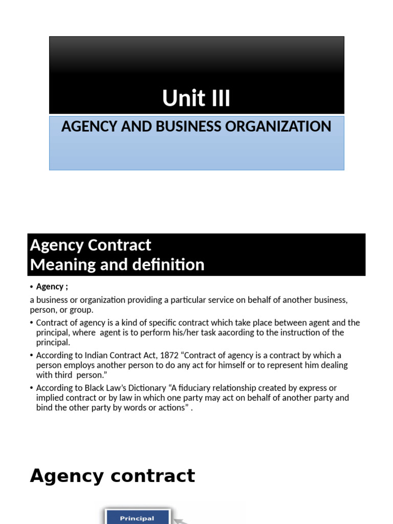 Understanding Agency Contracts and Types | PDF | Law Of Agency | Employment