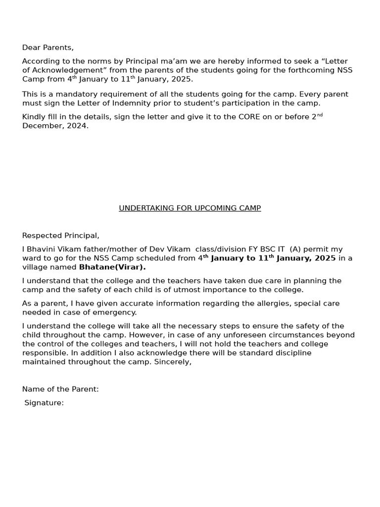 Undertaking Form | PDF