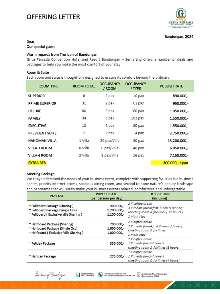 Offering Letter 2024 | PDF | Meal | Cuisine