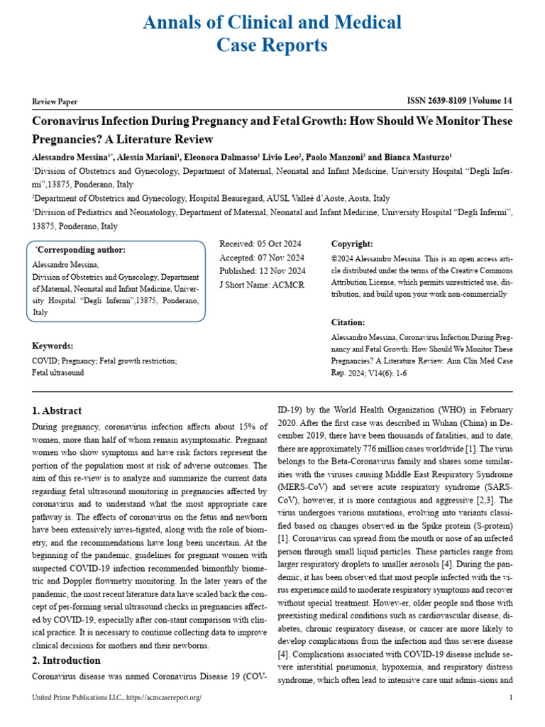 Coronavirus Infection During Pregnancy and Fetal Growth: How Should We ...