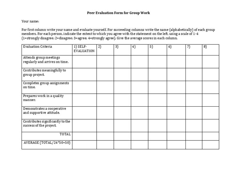 Peer Evaluation (PF) | PDF