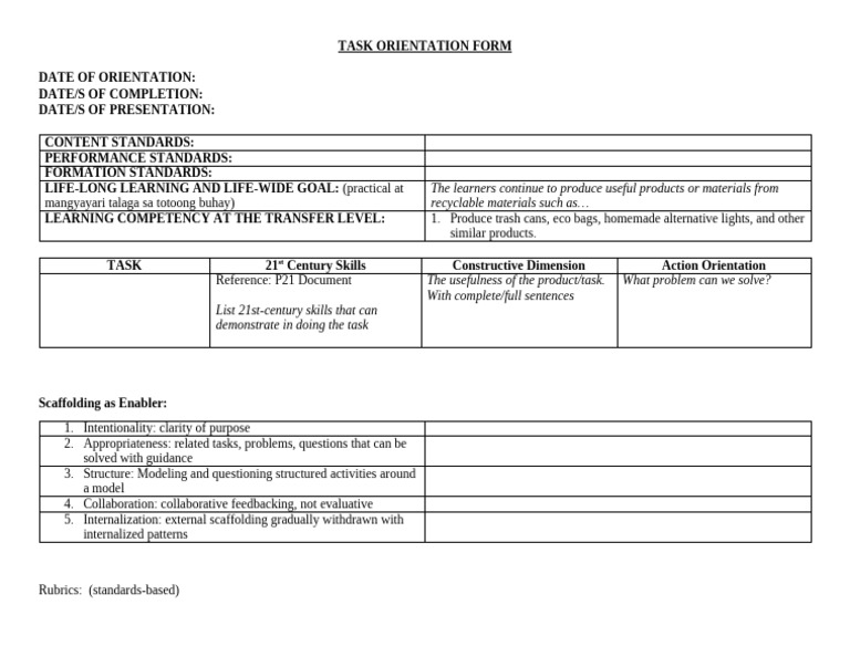 TASK-ORIENTATION-FORM (1) | PDF