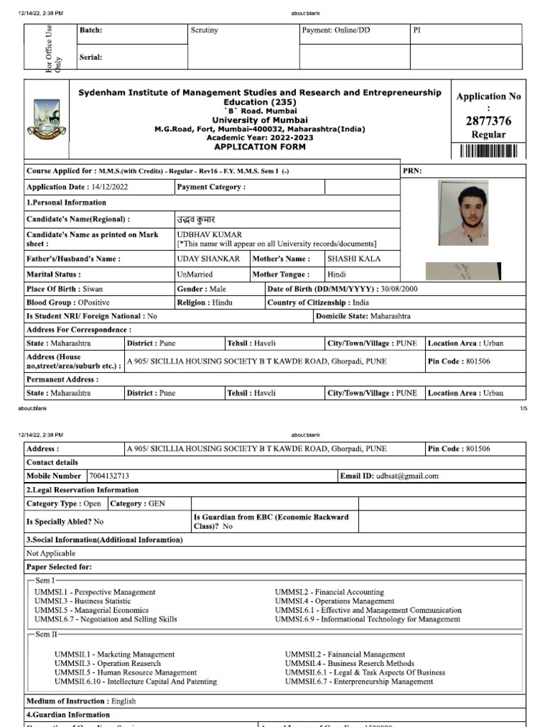 Mu Applicationform | PDF