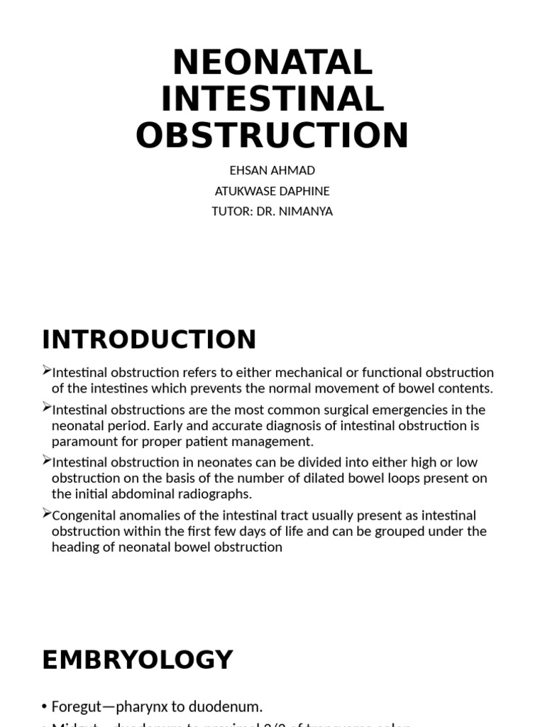 Neonatal Intestinal Obstruction | PDF | Gastrointestinal Tract ...