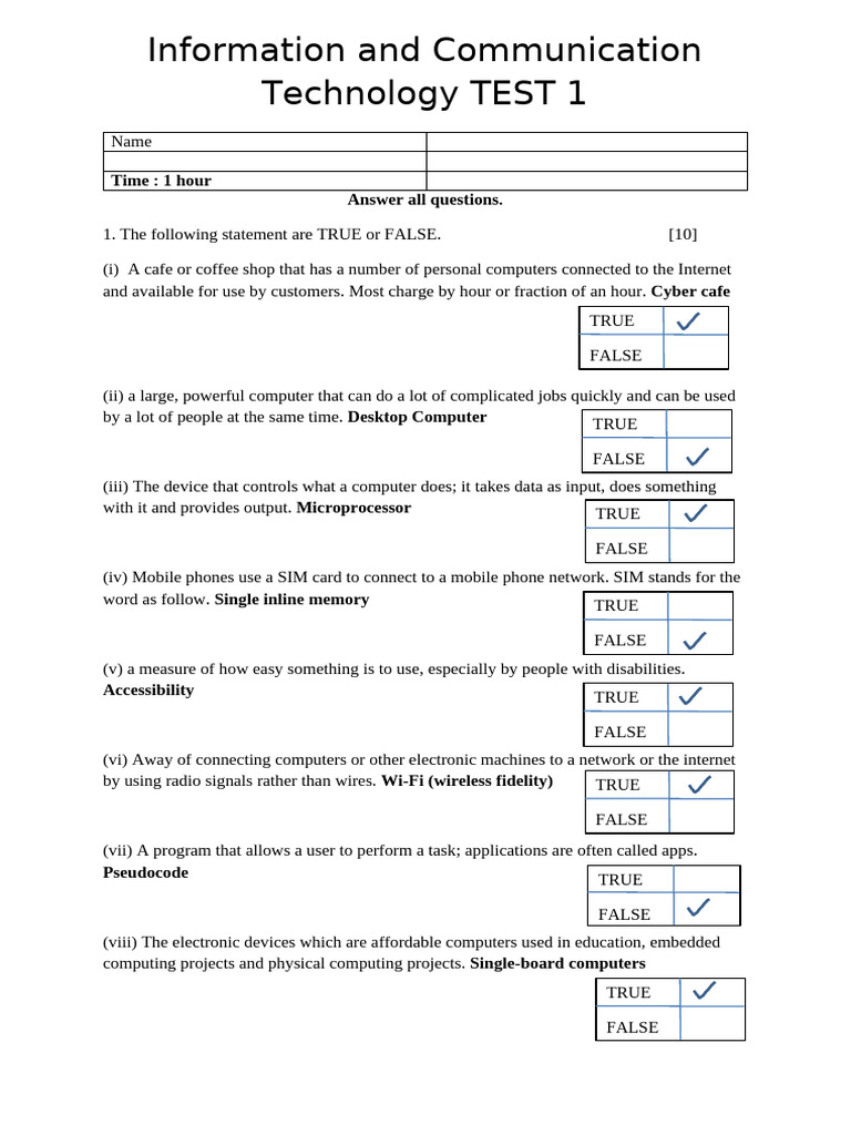 ICT Test 1 | PDF | Wi Fi | Smartphone
