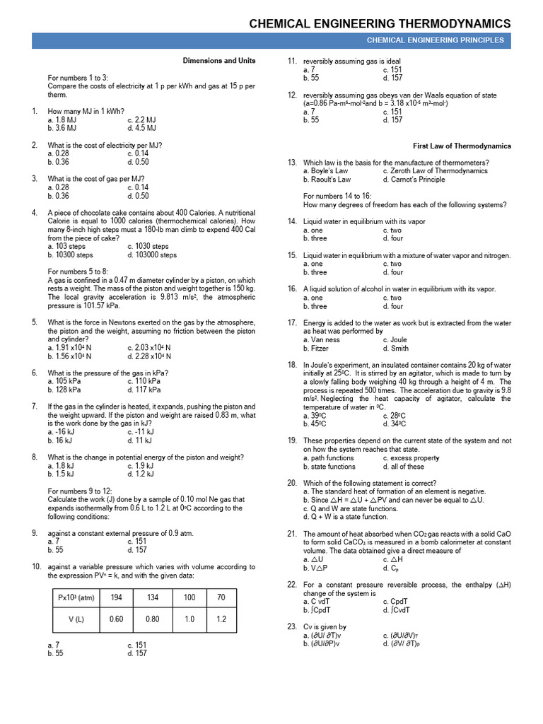 2.8 - Che Thermodynamics | PDF | Gases | Heat