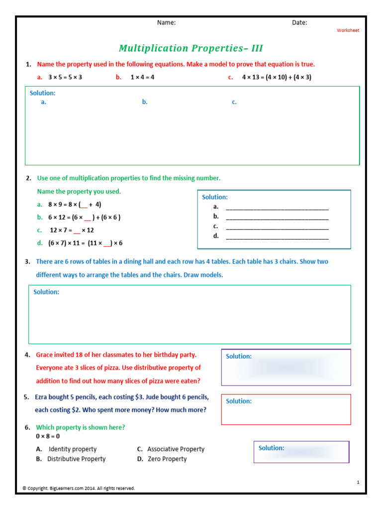 Multiplication Properties - II | PDF | Mathematical Objects ...