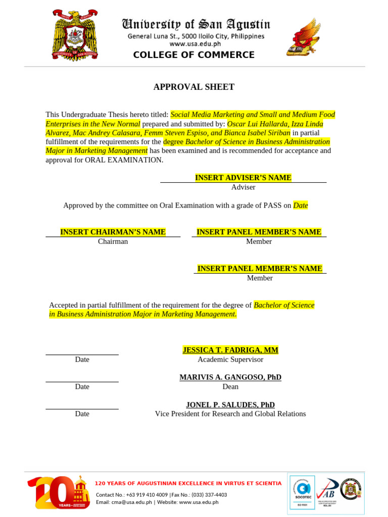 Approval Sheet - XXX Et - alBSXXX (COC Approval Sheet Template) | PDF