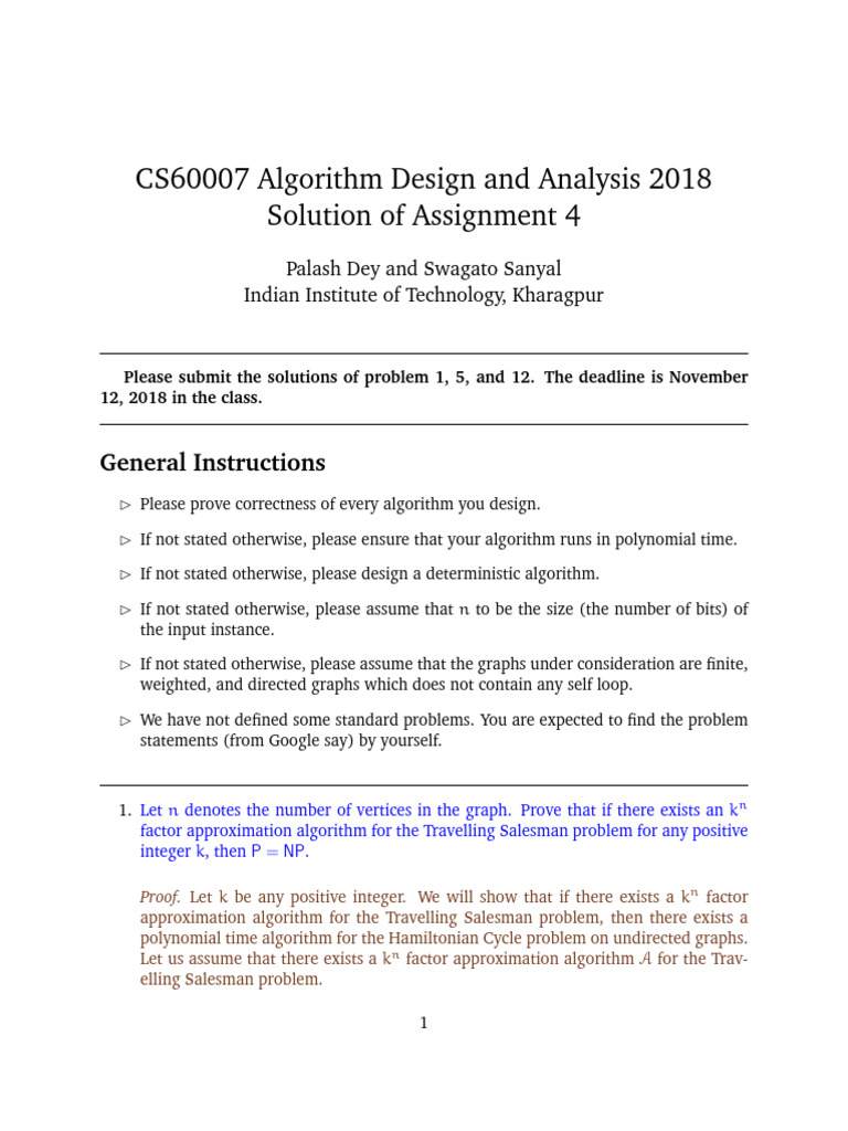 IITKGP Assignment4 Solution4 | PDF | Time Complexity | Discrete Mathematics