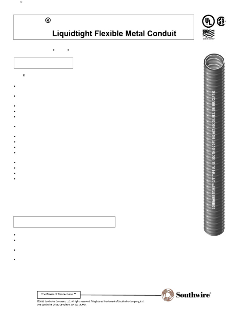 Titan 2 Type UL Liquidtight Flexible Metal Conduit | PDF | Elevator ...