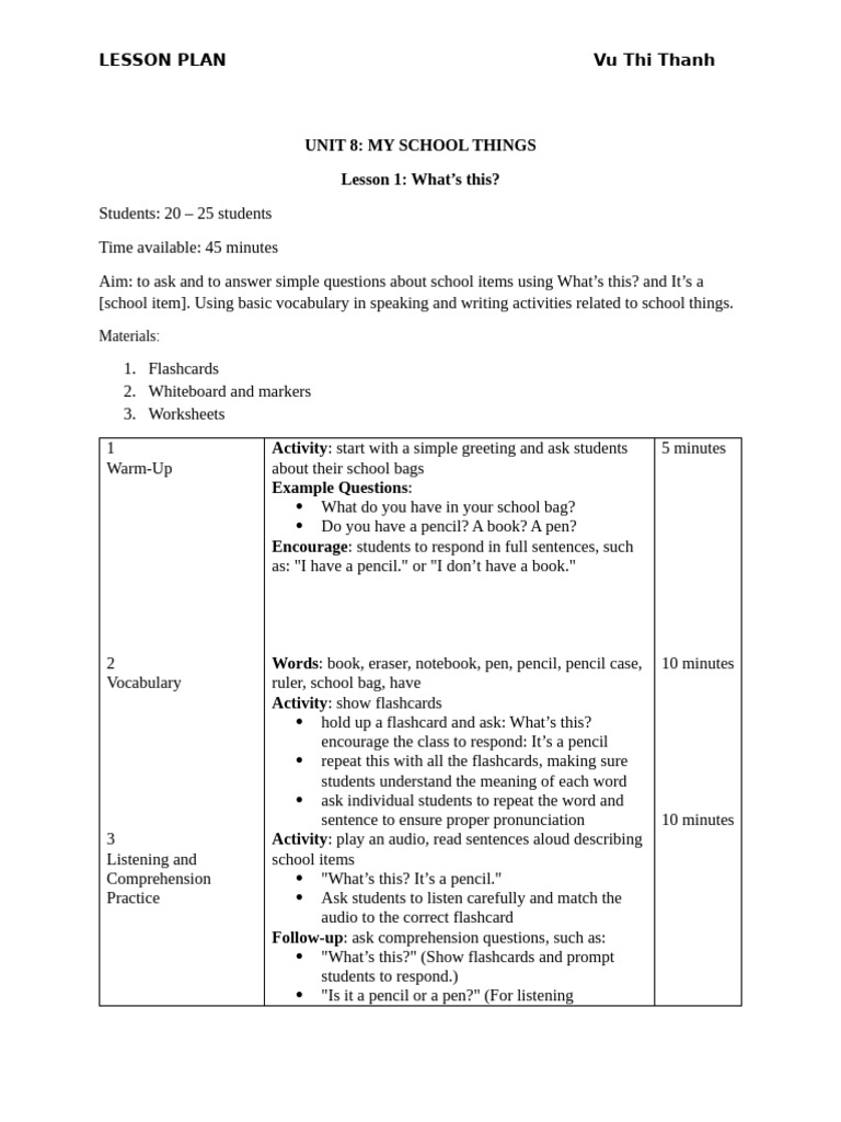 UNIT 8 Lesson 1 | PDF | Vocabulary | Cognition