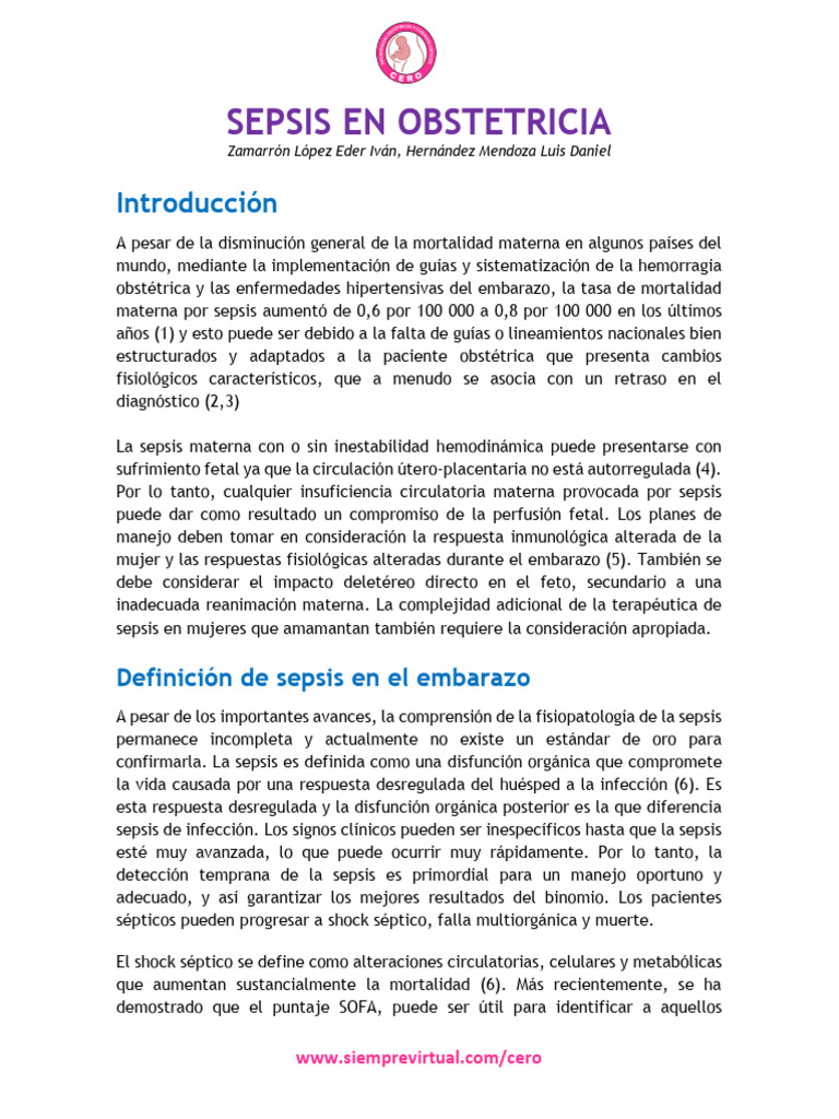 Sepsis en Obstetricia: Riesgos y Manejo | PDF | Septicemia | Inflamación