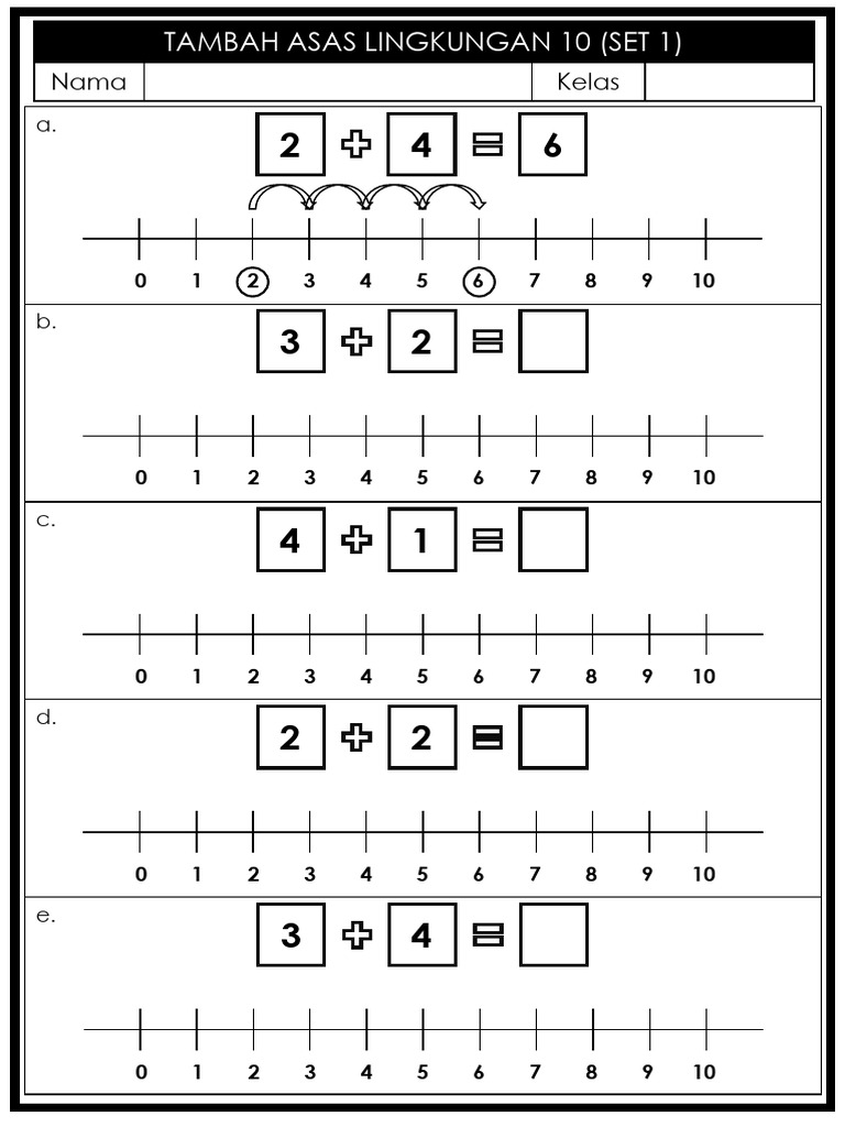 Tambah Tolak Dengan Garis Nombor Tahun 1 | PDF
