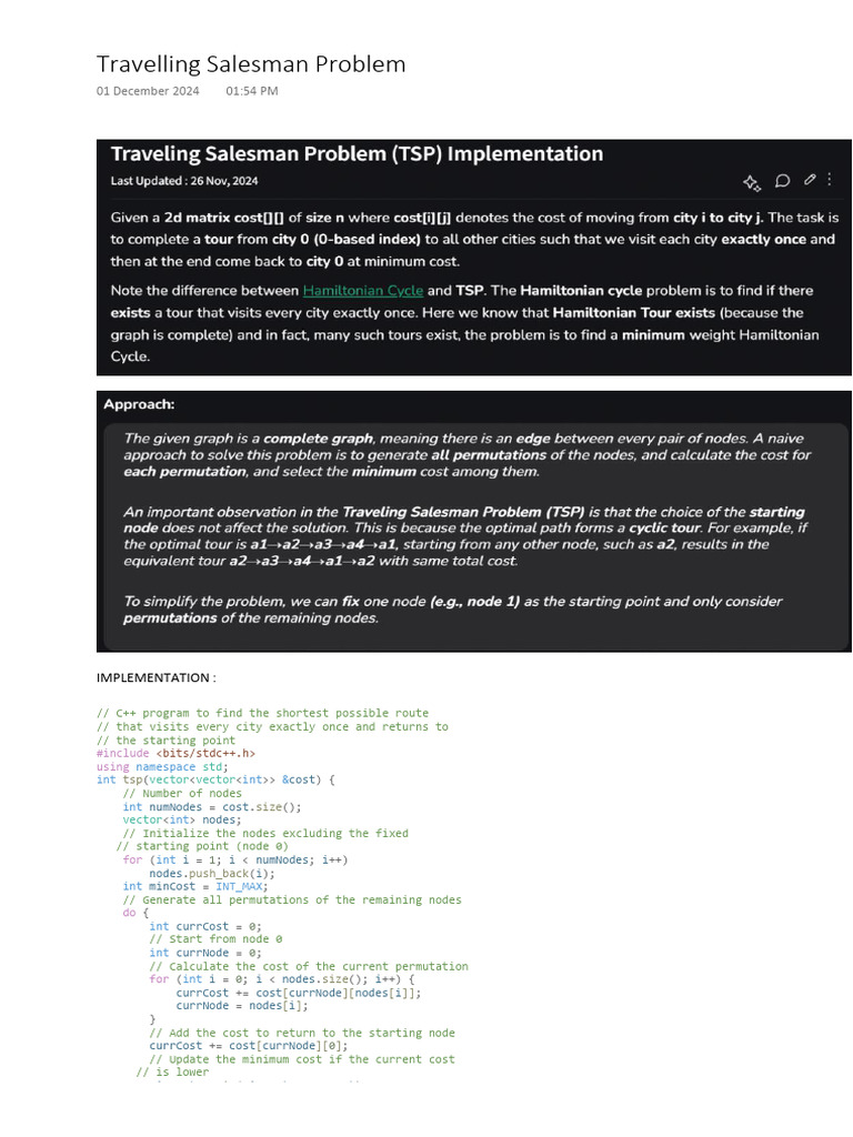 Travelling Salesman Problem | PDF | Computational Problems ...