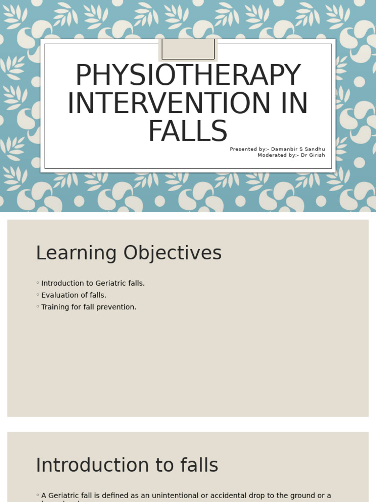Physiotherapy Intervention in Falls | PDF | Balance (Ability ...