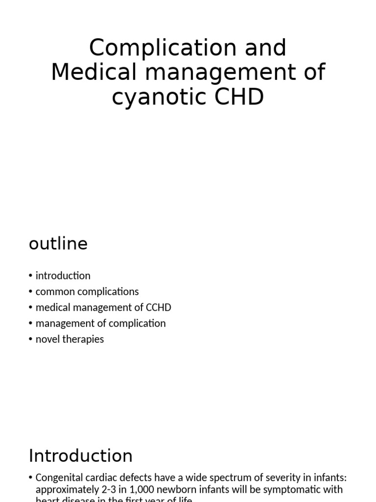 Complication and Medical Management of Cyanotic CHD | PDF | Congenital ...