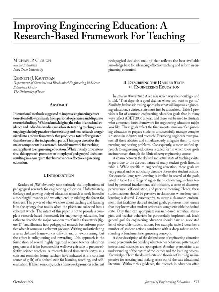 Improving Engineering Education: A Research-Based Framework For ...