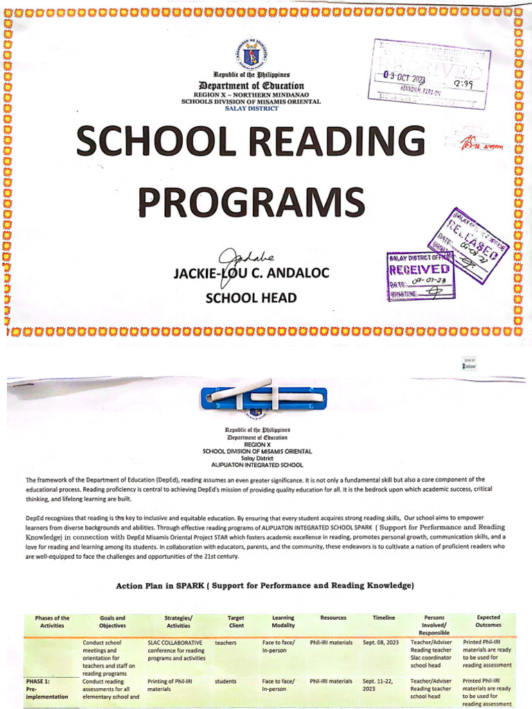 SCHOOL READING PROGRAM ACTION PLAN | PDF