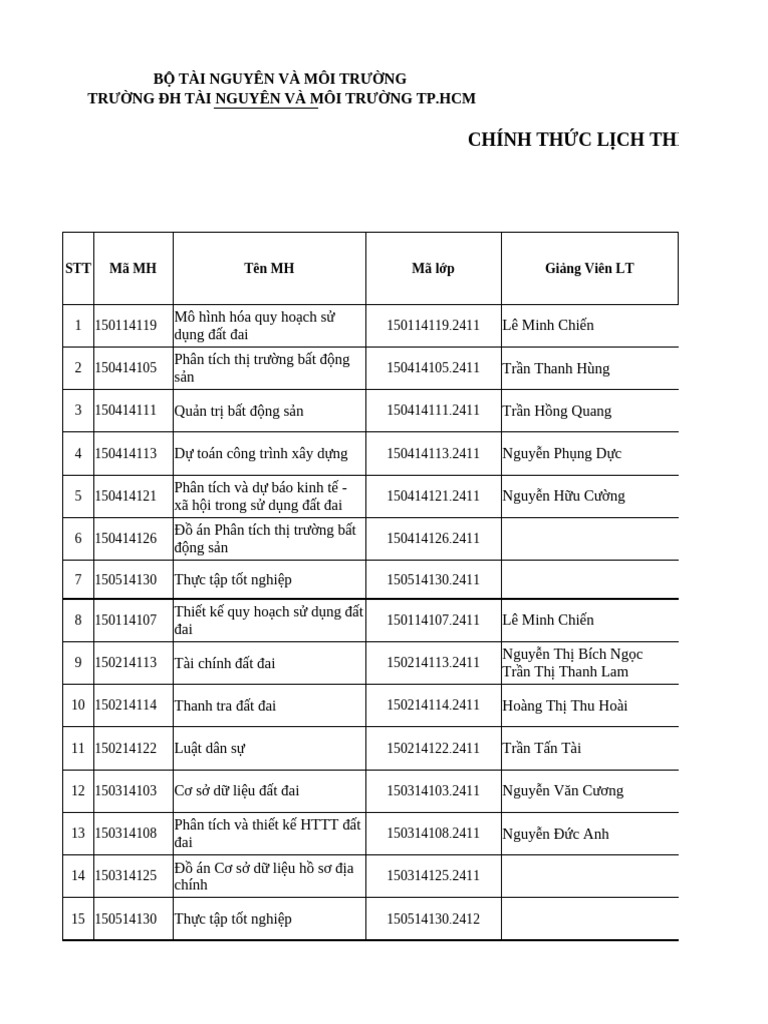 Chinh Thuc Lich Thi KTHP Hk1 Khoa 10 Thuc Tap Hk78 Nam Hoc 2024-2025 | PDF