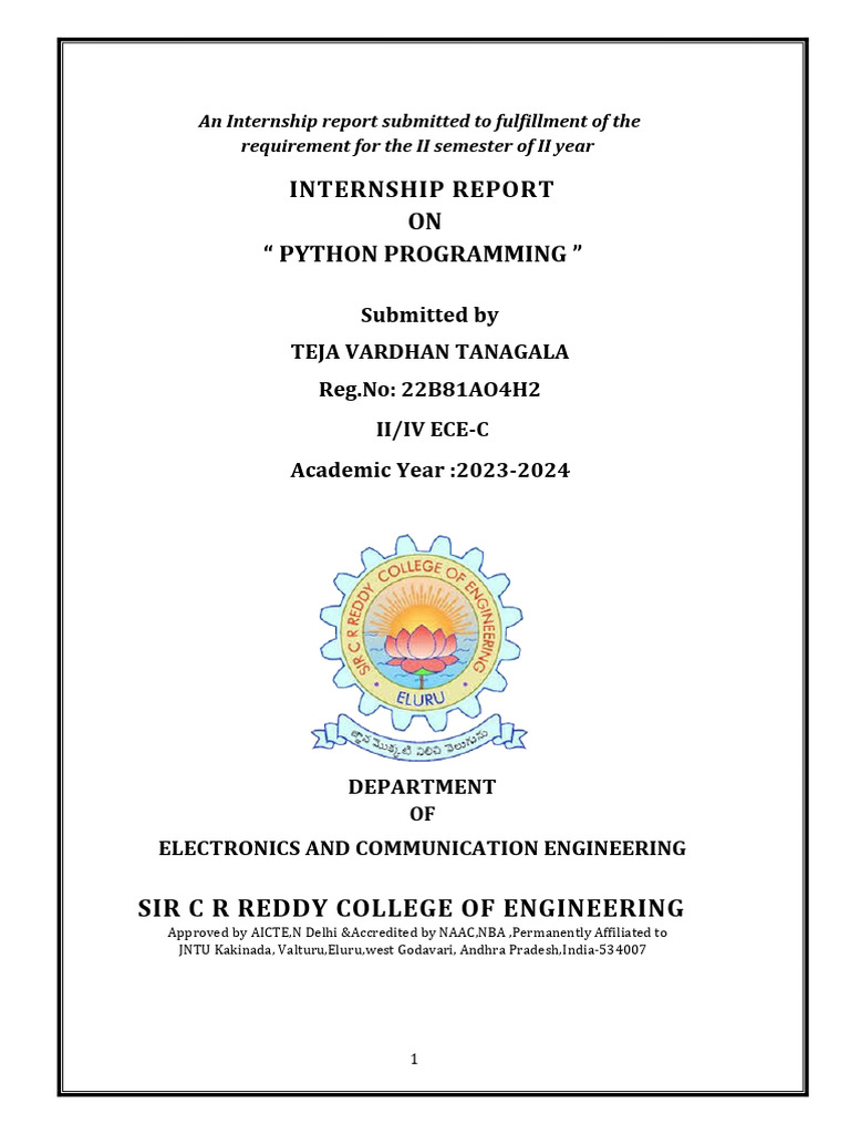 Teja internship report pdf | PDF | Computer Data Storage | Programming Language