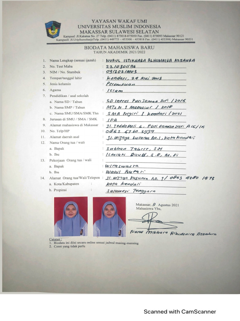Biodata Maba | PDF