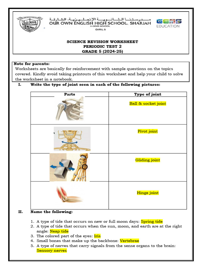 PT2 Revision Worksheet | PDF | Moon | Eclipse