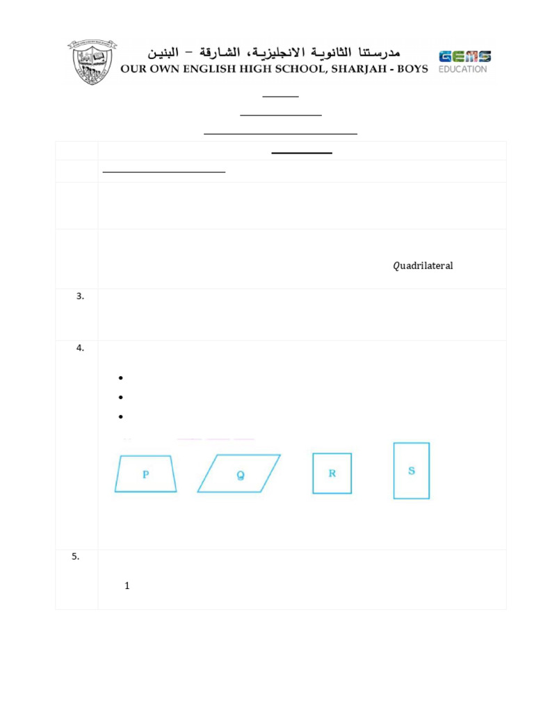 Quadrilaterals WORKSHEET - Answers | PDF | Rectangle | Classical Geometry
