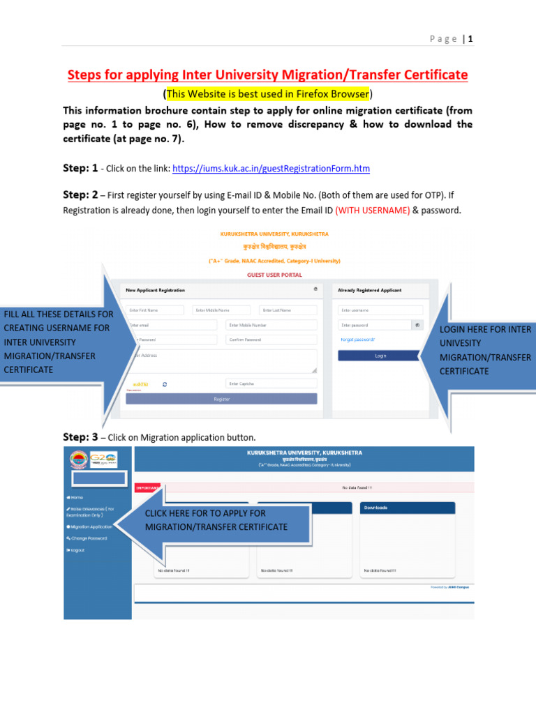 Inter University Migration Application Guide | PDF