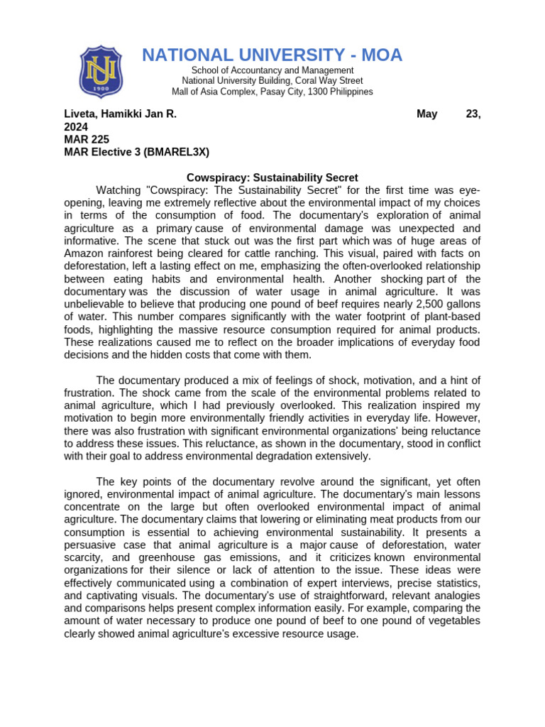 Reflection | PDF | Sustainability | Climate Change