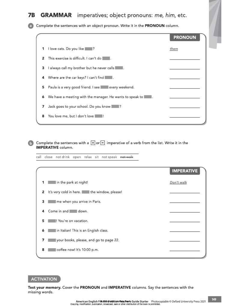 7B Grammar Activity | PDF