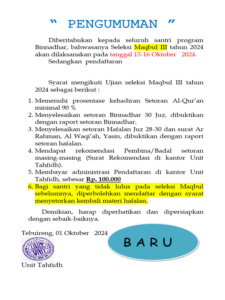 Info Maqbul III 2024 | PDF