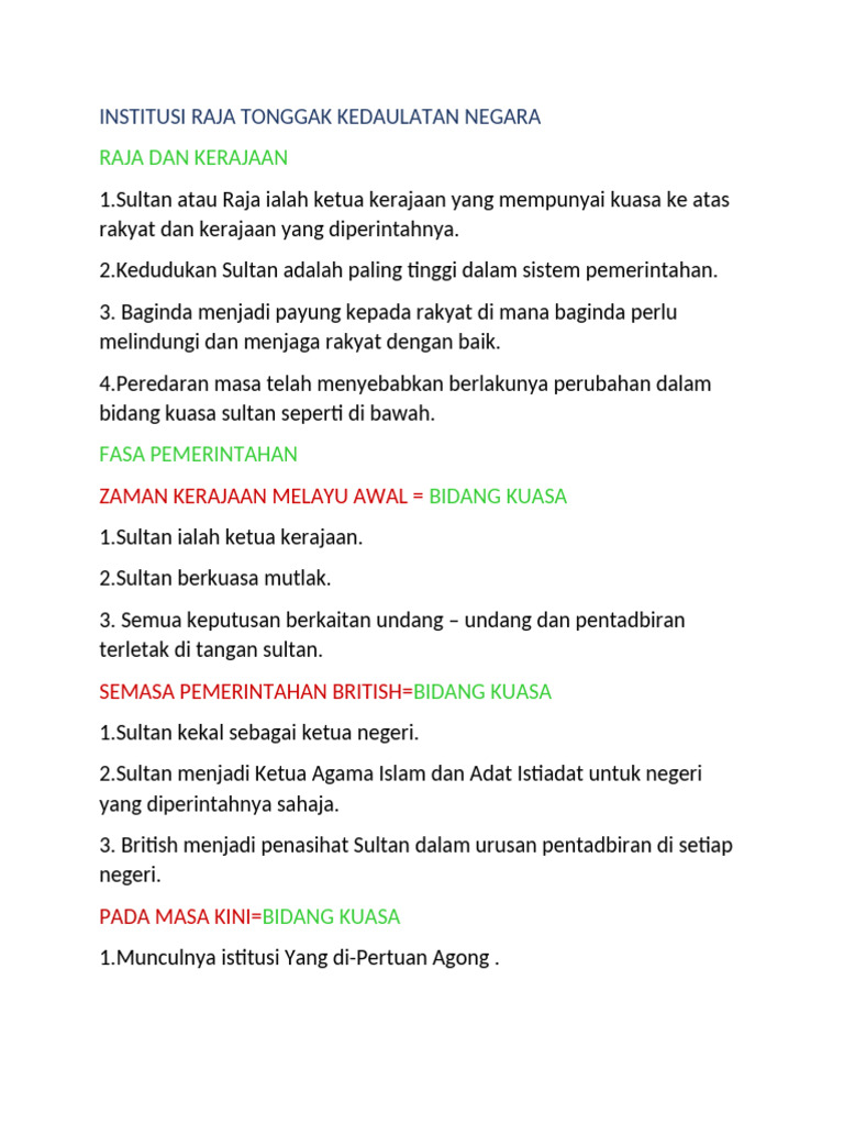 INSTITUSI RAJA TONGGAK KEDAULATAN NEGARA (AutoRecovered) | PDF