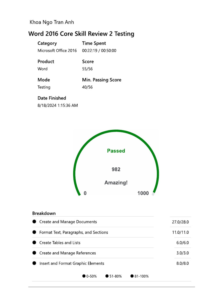 Word 2016 Core Skill Review 2 Testing | PDF