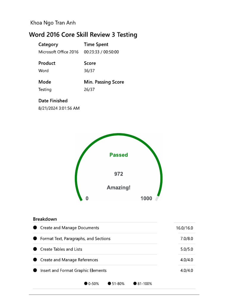 Word 2016 Core Skill Review 3 Testing | PDF