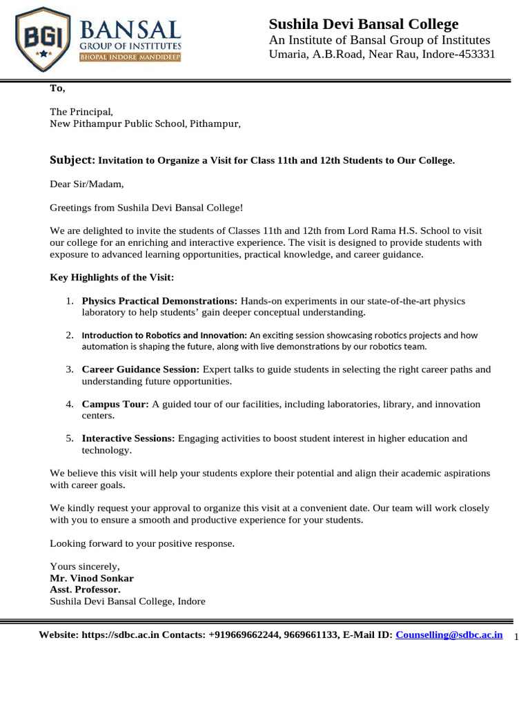 Physics Practical Proposal Letter | PDF