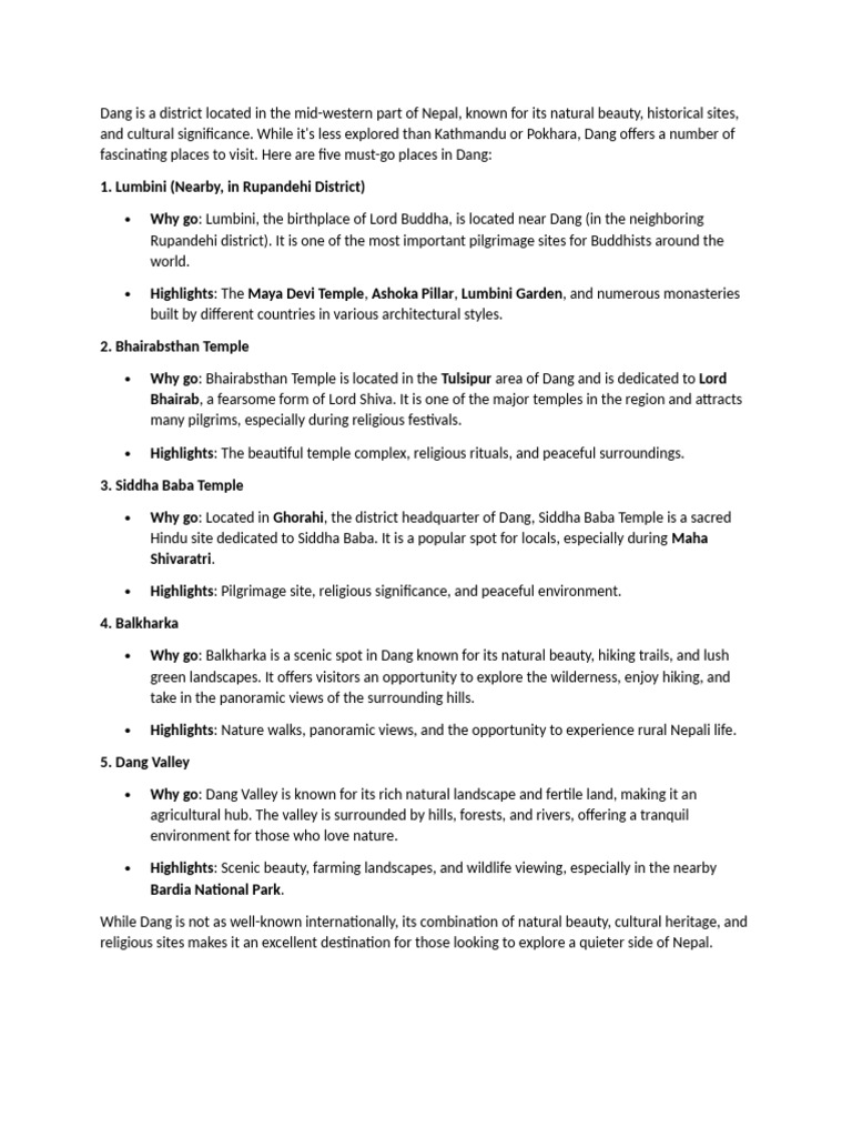 5 Must Visit Place in Dang Valley | PDF