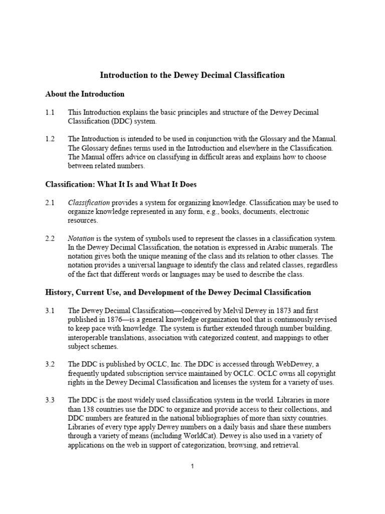 Introduction to the Dewey Decimal Classification | PDF | Hierarchy