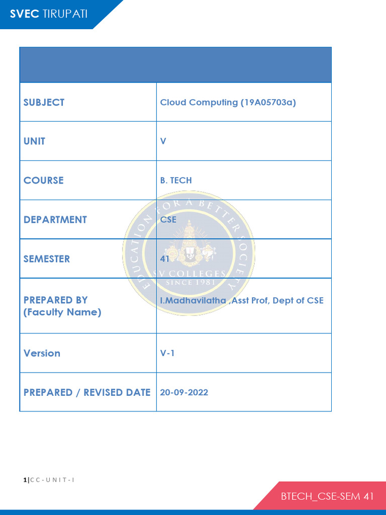 CC - Course Material-Unit-V | PDF | Cloud Computing | Map Reduce