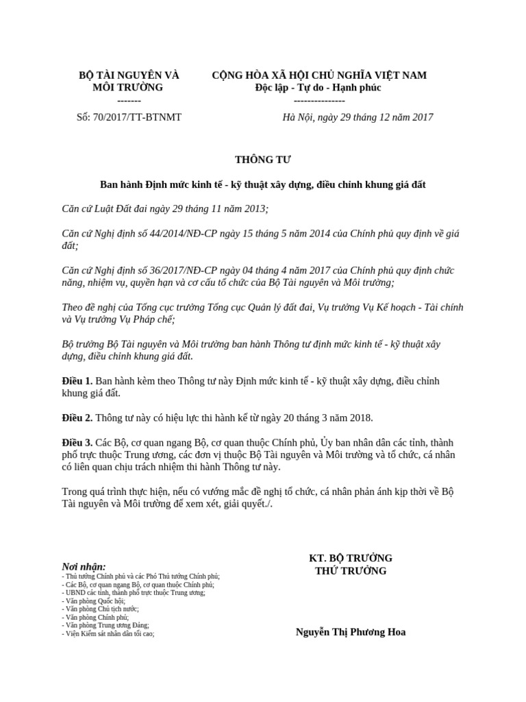 70 2017 TT-BTNMT | PDF