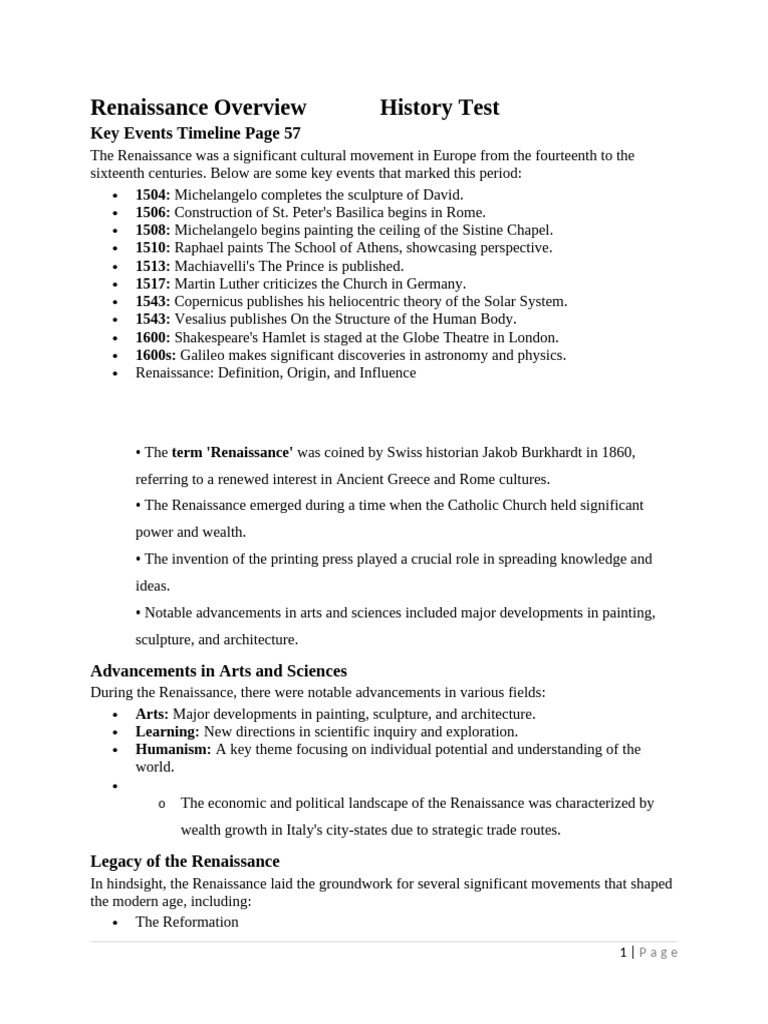 History Chapter Notes | PDF | Renaissance | Renaissance Art
