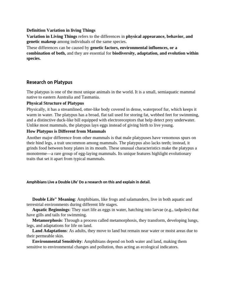 Definition Variation in living Things | PDF