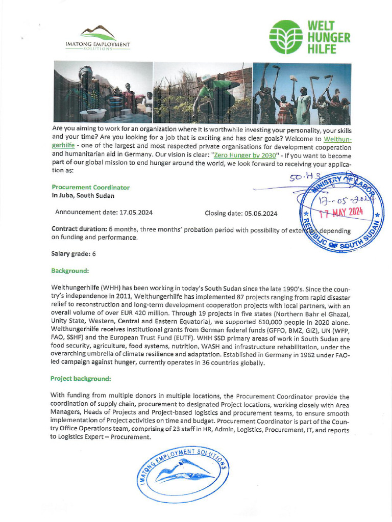 2024-05-17-Procurement Coordinator - WHH-Approved by MoL | PDF