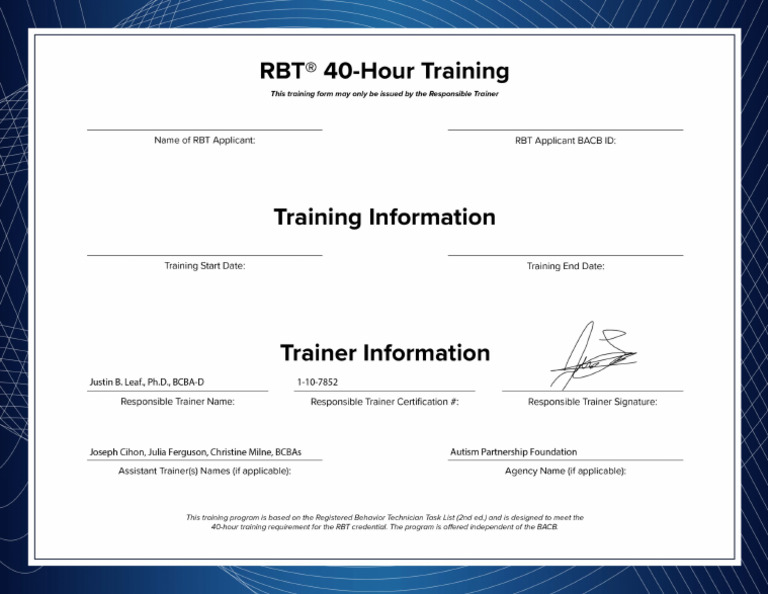 RBT 40 Hour Confirming Profile Data 8aa5478376 | PDF