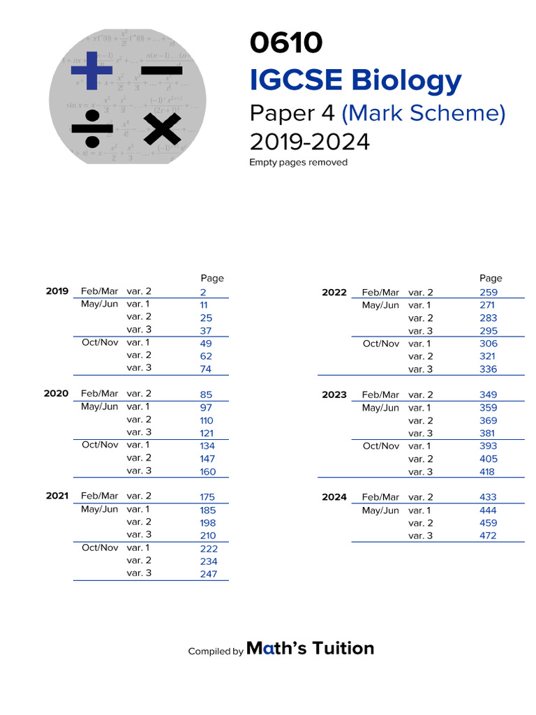 IGCSE Biology Paper 4 2019-2024 Mark Scheme | PDF | Chemical Synapse ...